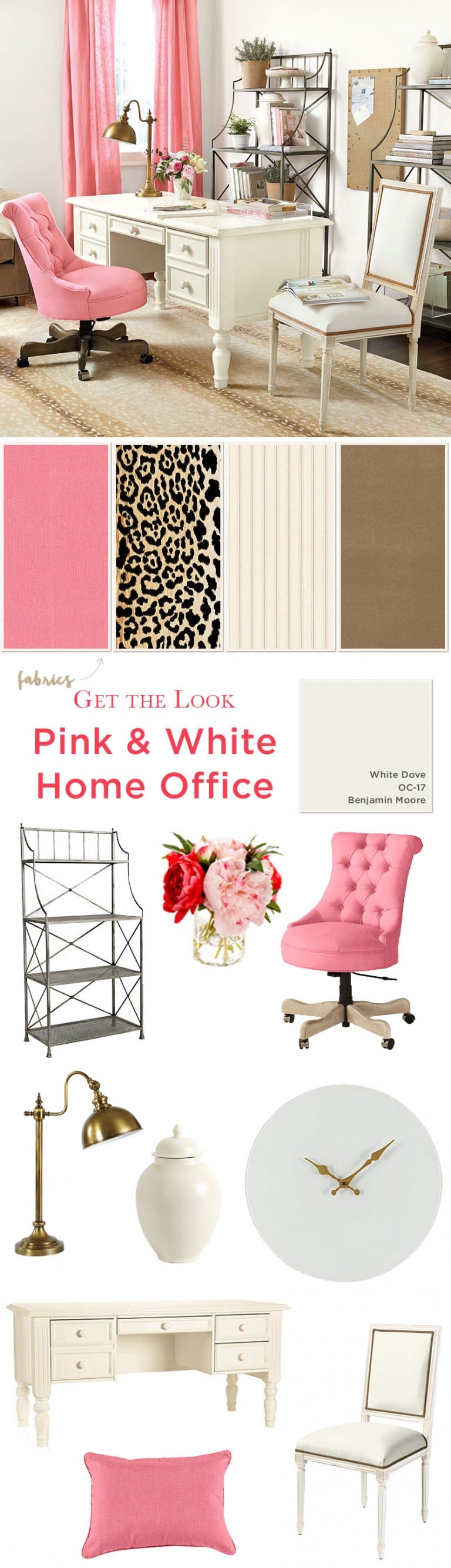 Girly, Pink Home Office with White