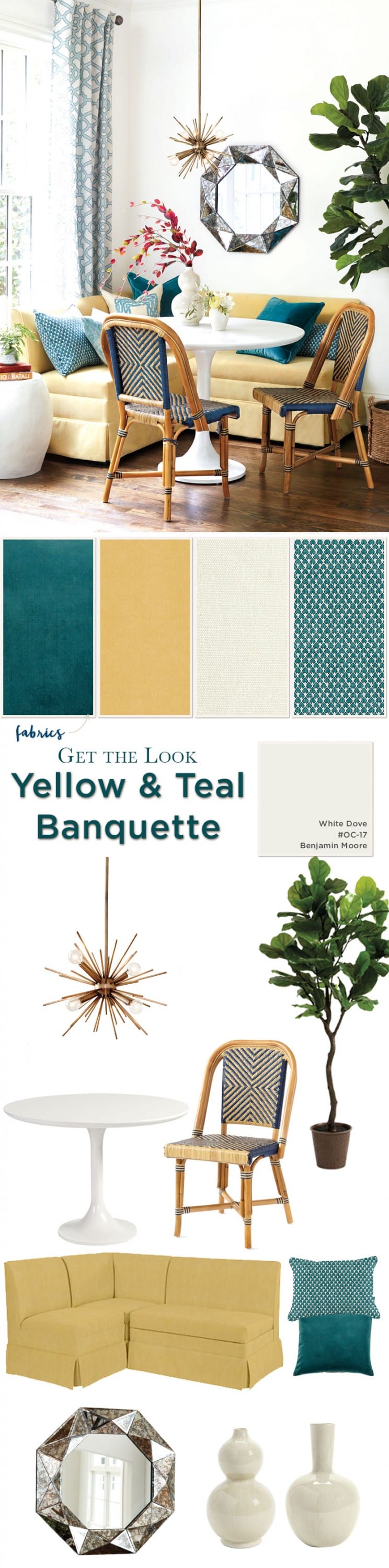 Get the Look: Yellow & Teal Breakfast Nook - How to Decorate
